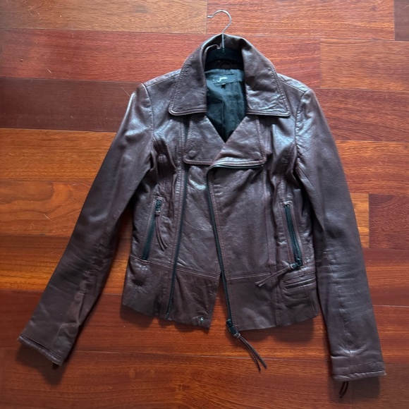 June | Jackets & Coats | June Maroon Red Purple Leather Jacket | Poshmark